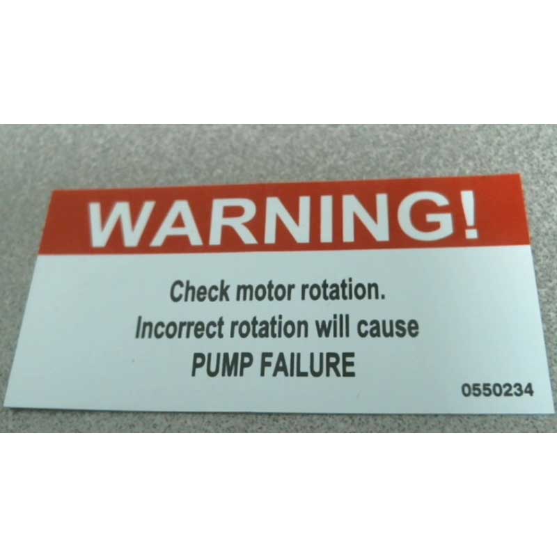 DECAL, CHECK MOTOR ROTATION WARNING (550234) - Piranha Metal ...